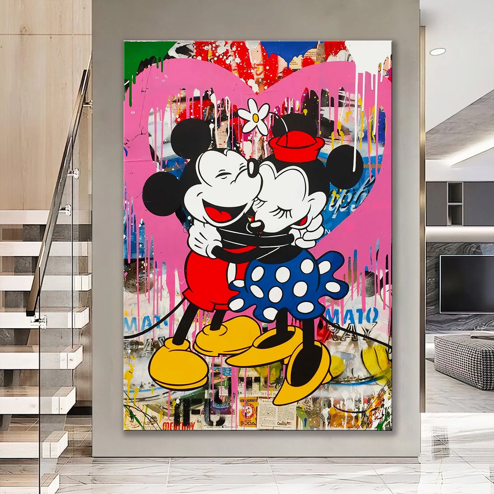 Mickey Mouse and Minnie Mouse Graffiti Poster Love Paint Pop - Etsy