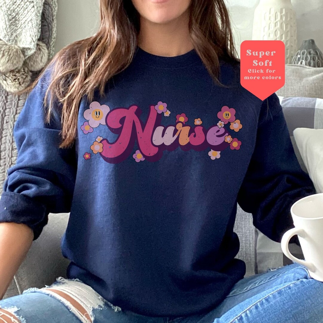 Retro Nurse Sweatshirt Trendy Nurse Shirt New Nurse Grad - Etsy