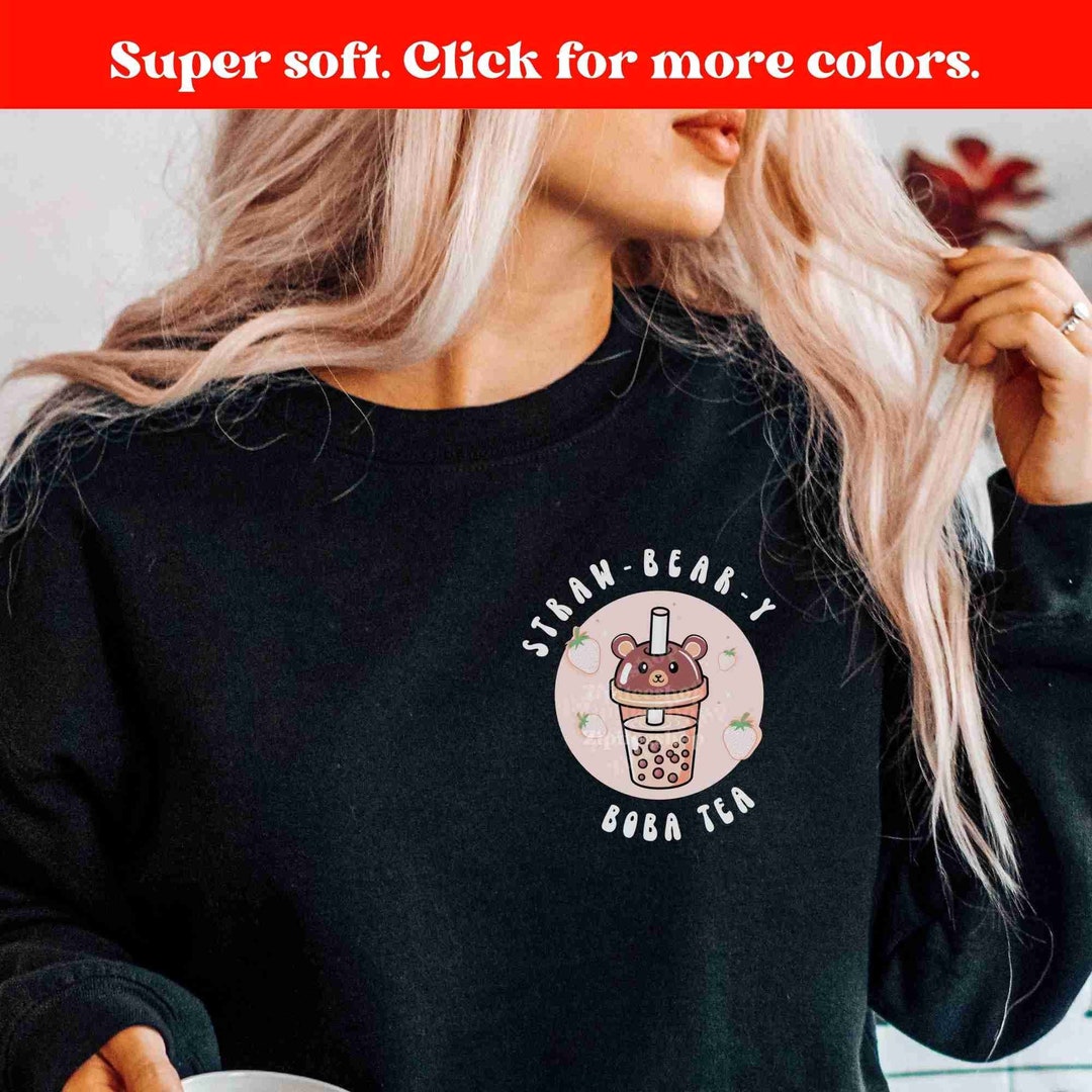 Boba Milk Tea Oversized Preppy Sweatshirt, Teenage Tween Girl Gift for ...