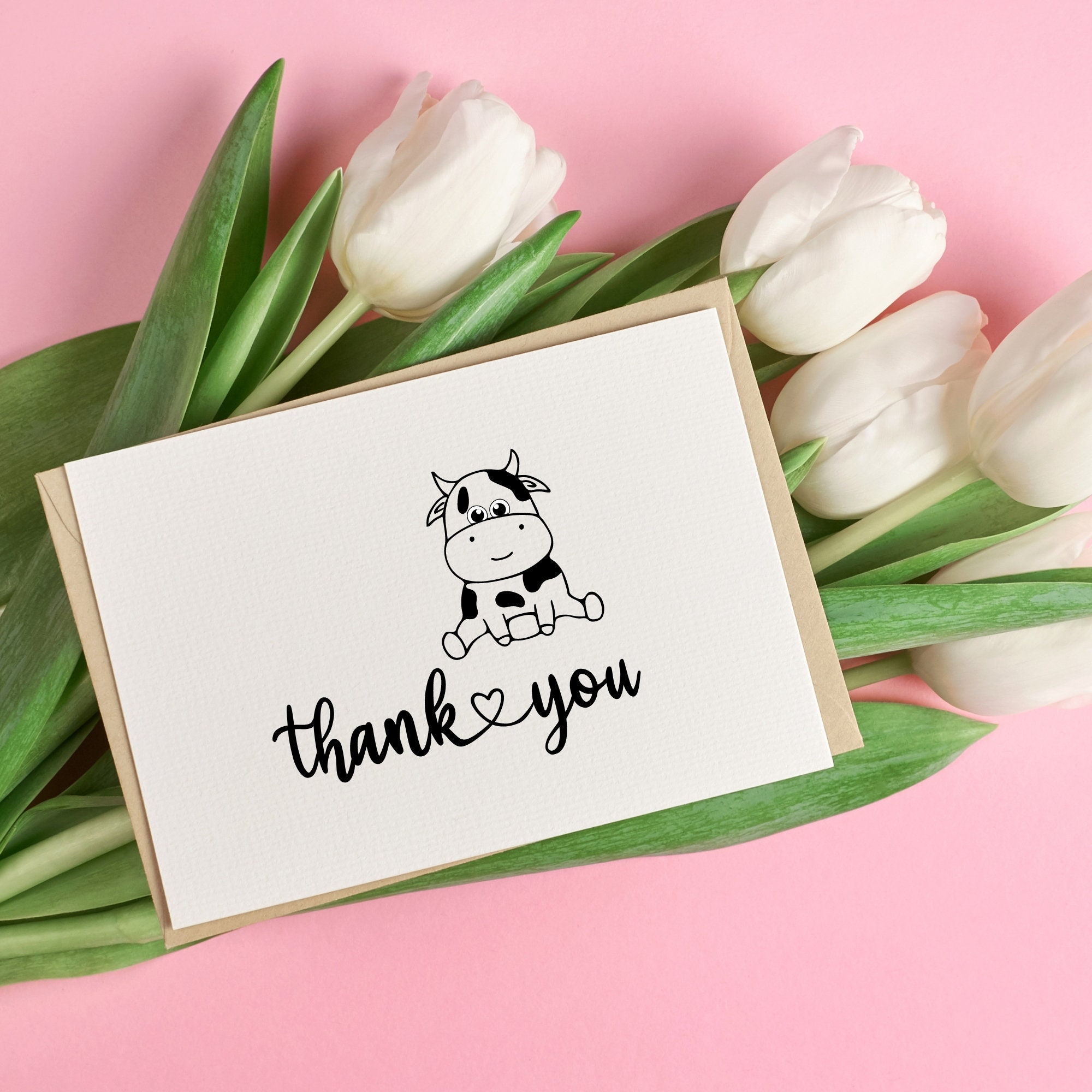 Cute Cow Thank You Card Funny Cow Card Best Friend Card - Etsy