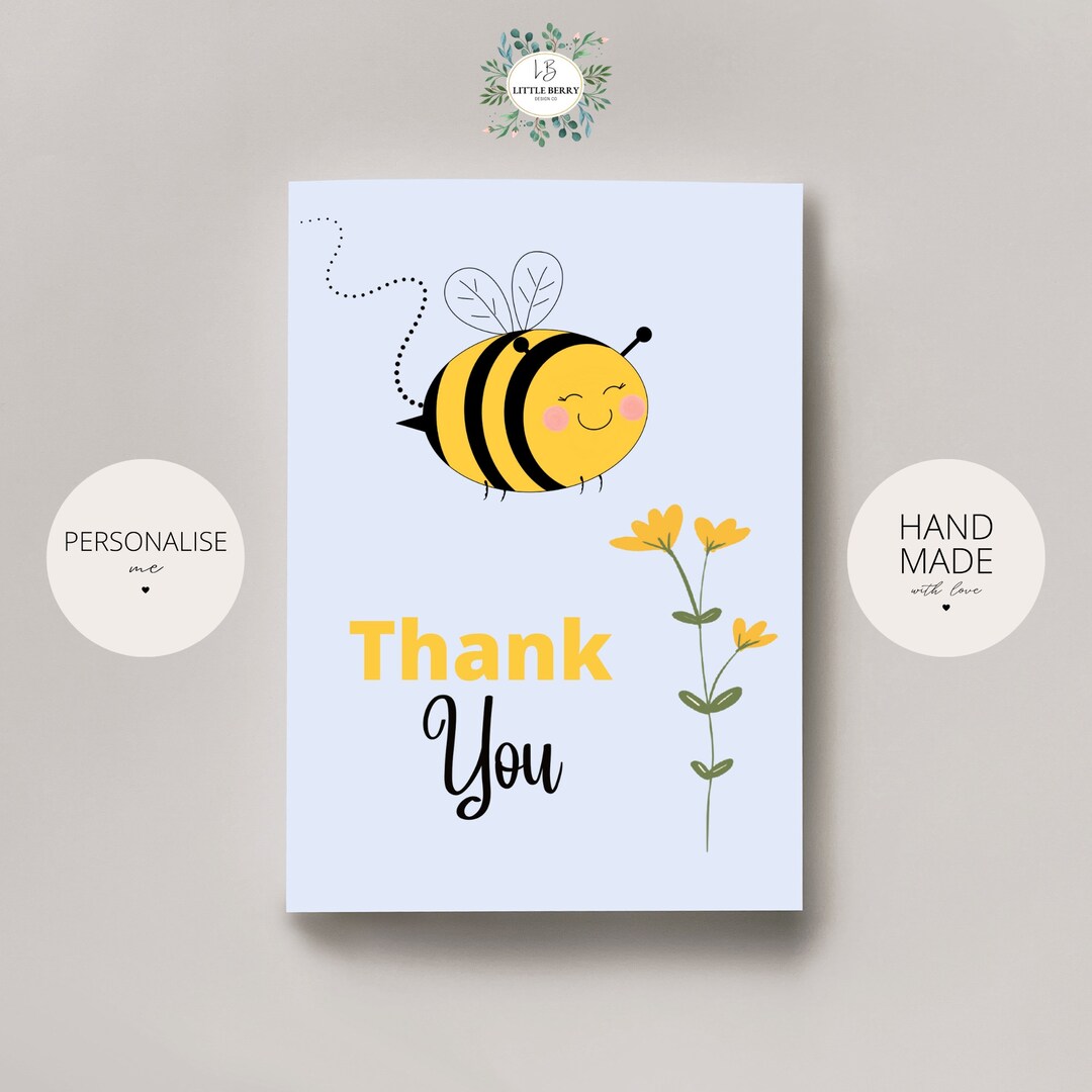 Thank You Bee Card Cute Card Cute Bee Card Bee Card Simple Card ...