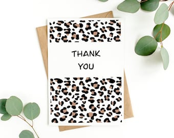 Leopard Print Thank You Card - Etsy