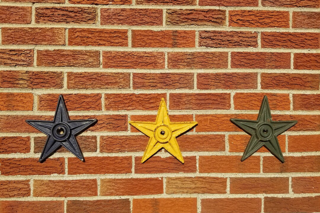 Vintage Cast Iron Painted Stars Set of Six Rusty Architectural ...