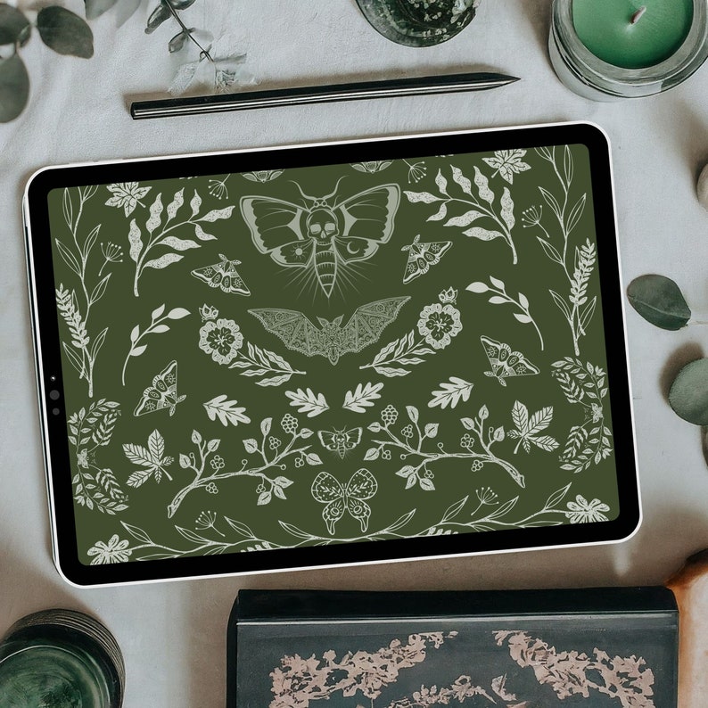 Whimsigoth Tablet Wallpaper Bat Butterfly Garden Spring Floral Green ...