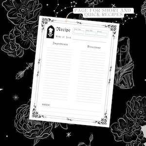 Gothic Recipe Pages Instant Download Printable Recipe Sheet Set | Goth ...