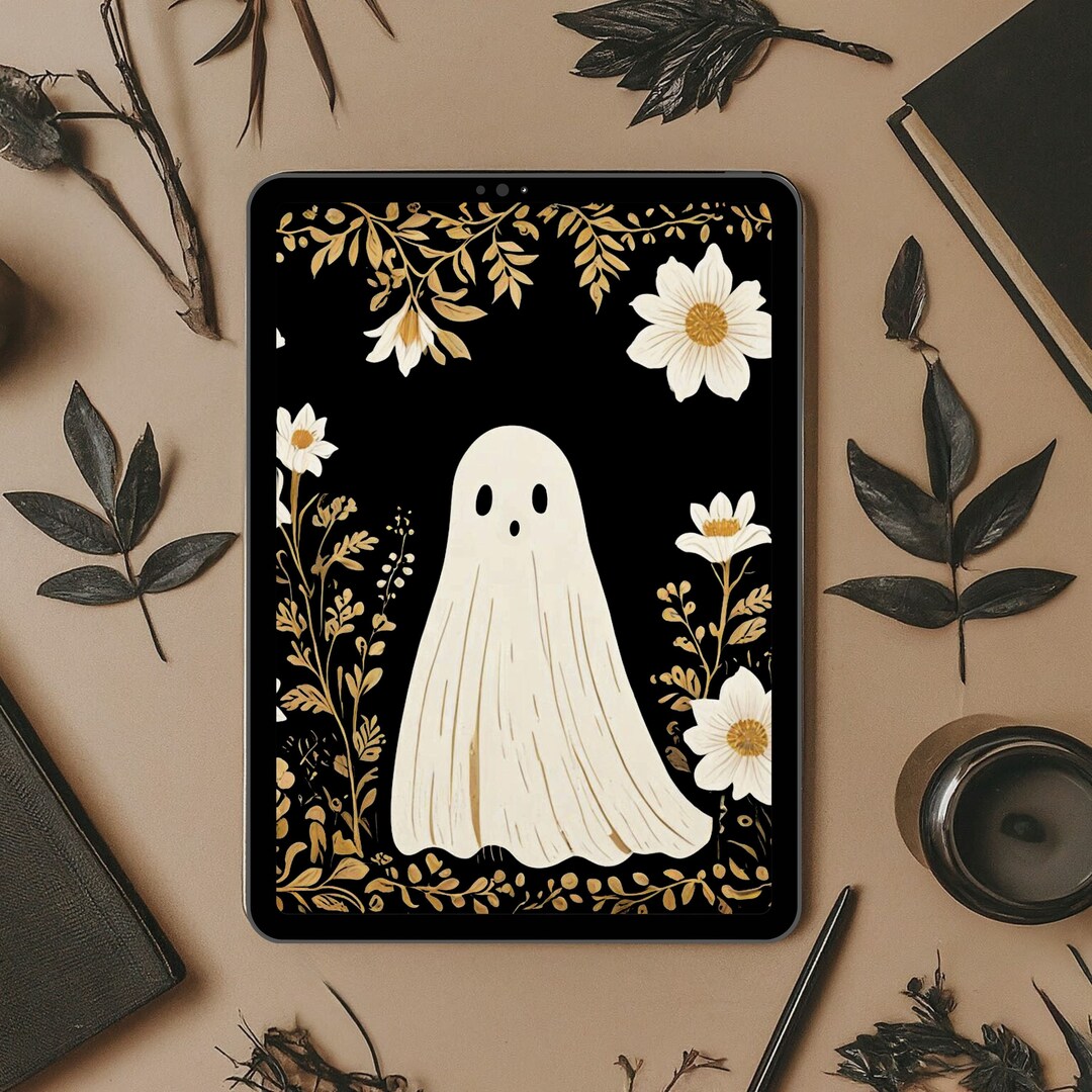 Ghost Tablet Black Wallpaper Floral Vintage Aesthetic L iPad Lock Home ...