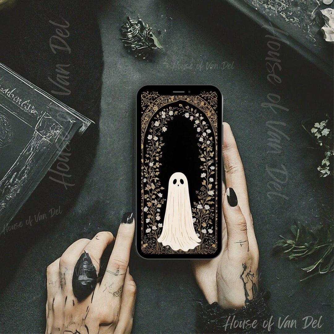 Ghost Floral Arch Goth Phone Wallpaper Aesthetic Home Lock Screen ...