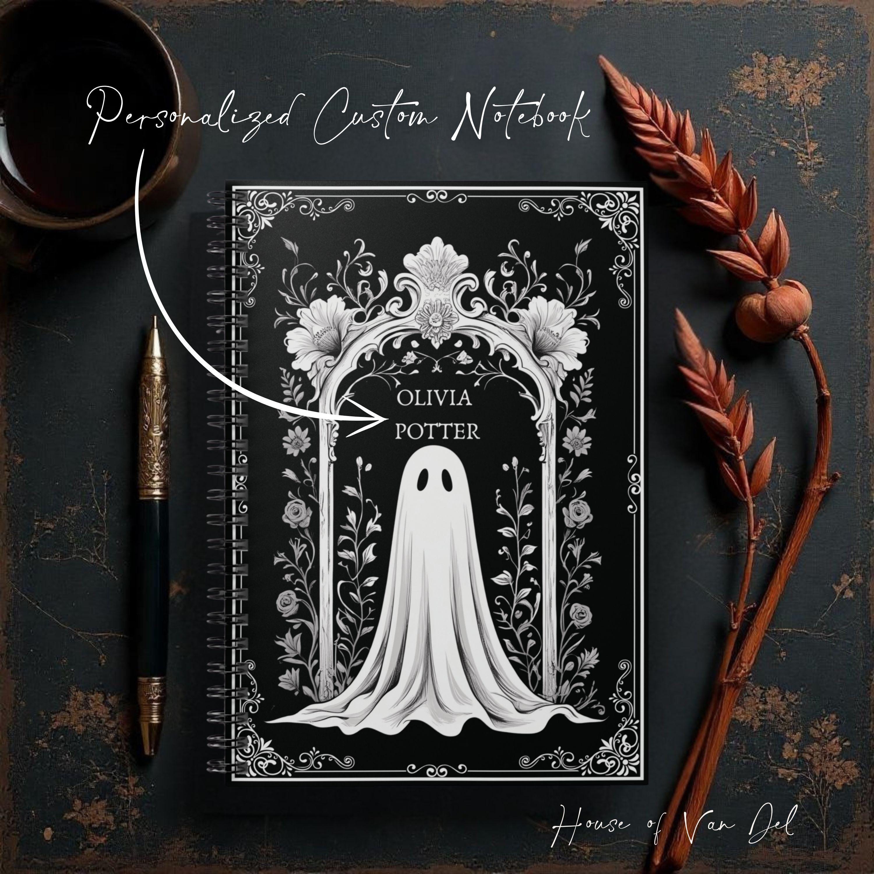 Personalized Custom Name Ghost Floral Spiral Notebook | Junk Journal ...