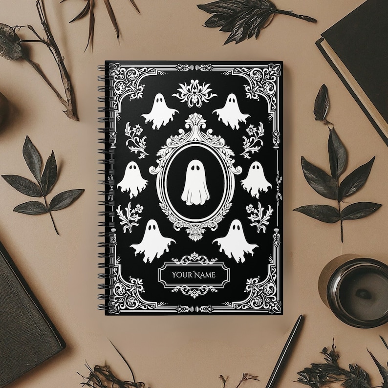 Personalized Custom Name Ghost Gothic Goth Spiral Notebook | Whimsigoth ...