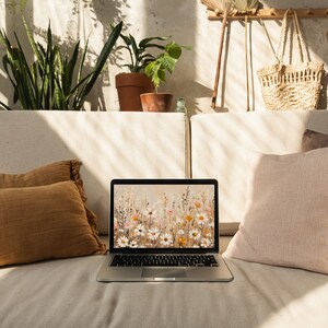 Neutral Aesthetic Fall Autumn Vintage Floral Desktop Wallpaper Imac ...