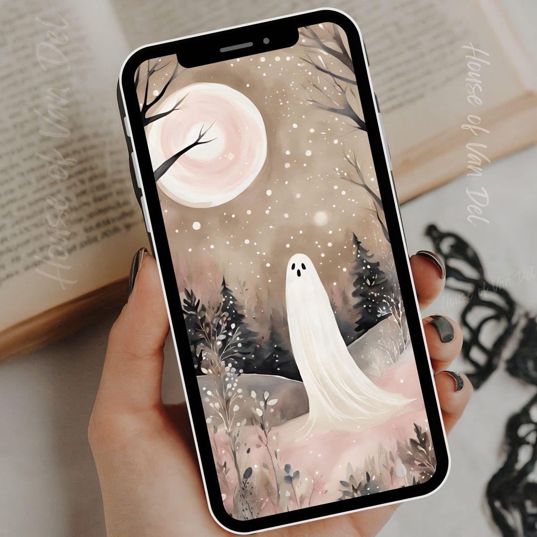 Winter Ghost Gothmas Spookmas Pink Christmas Tree Phone Wallpaper ...