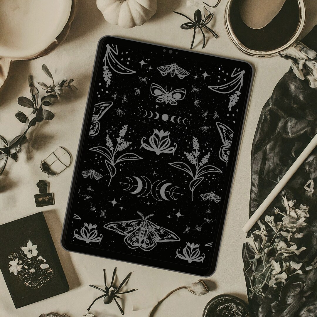 Celestial Moth Floral Tablet Wallpaper Aesthetic Home Lock Screen ...