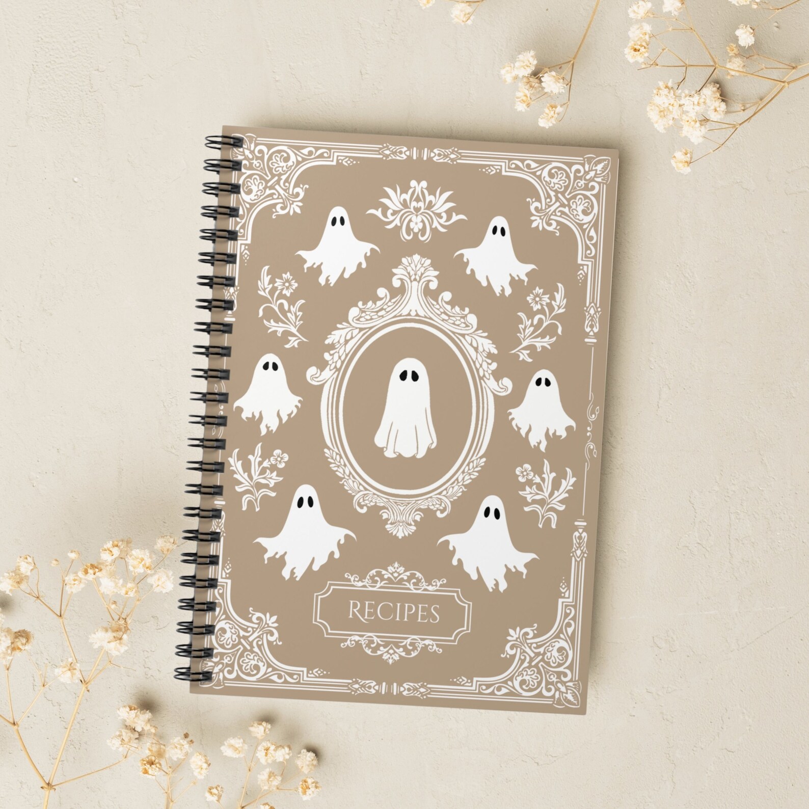 Personalized Custom Name Ghost Gothic Goth Neutral Spiral Notebook ...