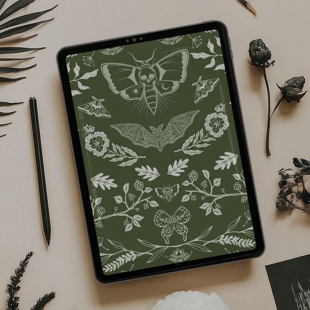 Whimsigoth Tablet Wallpaper Bat Butterfly Garden Spring Floral Green ...