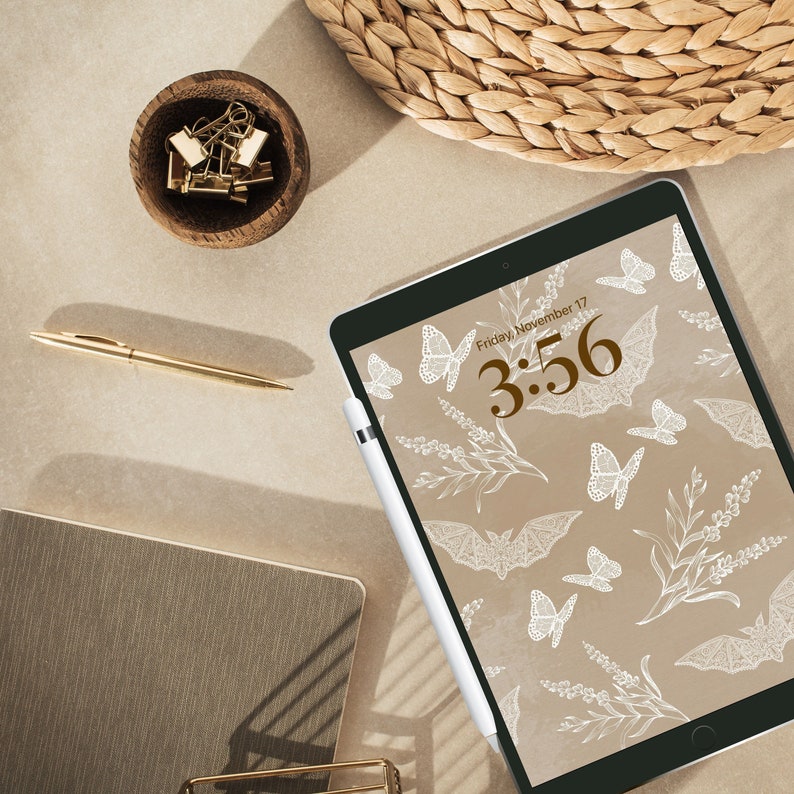 Whimsigoth Tablet Wallpaper Art Bats Butterflies Goth Spring Floral ...