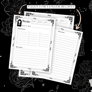 Gothic Recipe Pages Instant Download Printable Recipe Sheet Set | Goth ...