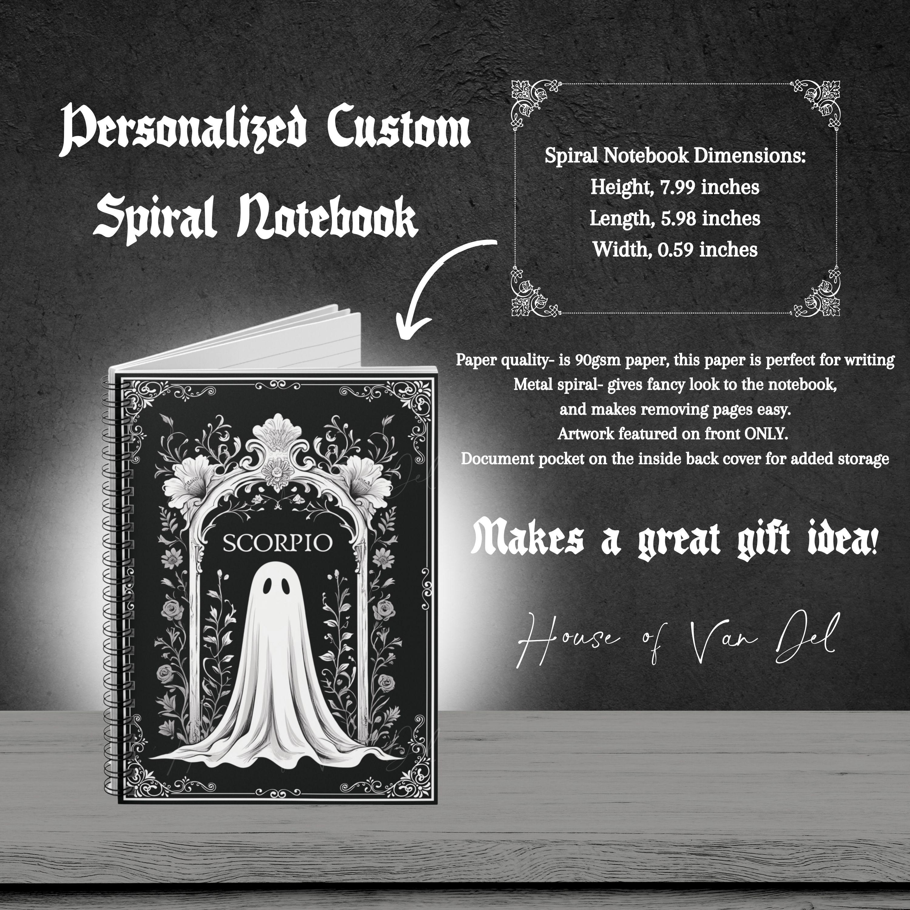 Personalized Custom Name Ghost Floral Spiral Notebook | Junk Journal ...