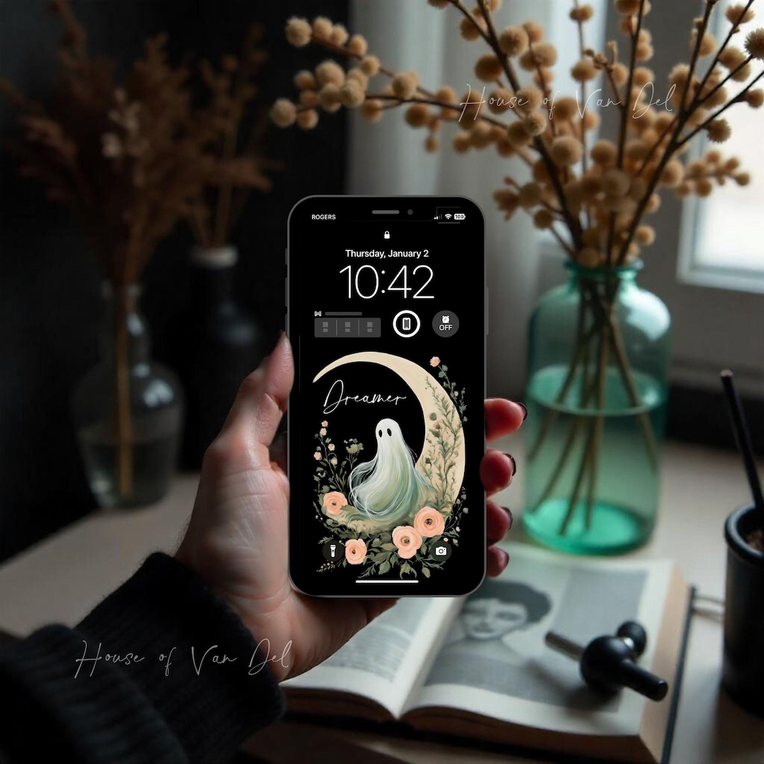 Spring Summer Ghost Moon Dreamer Floral Phone Black Wallpaper ...