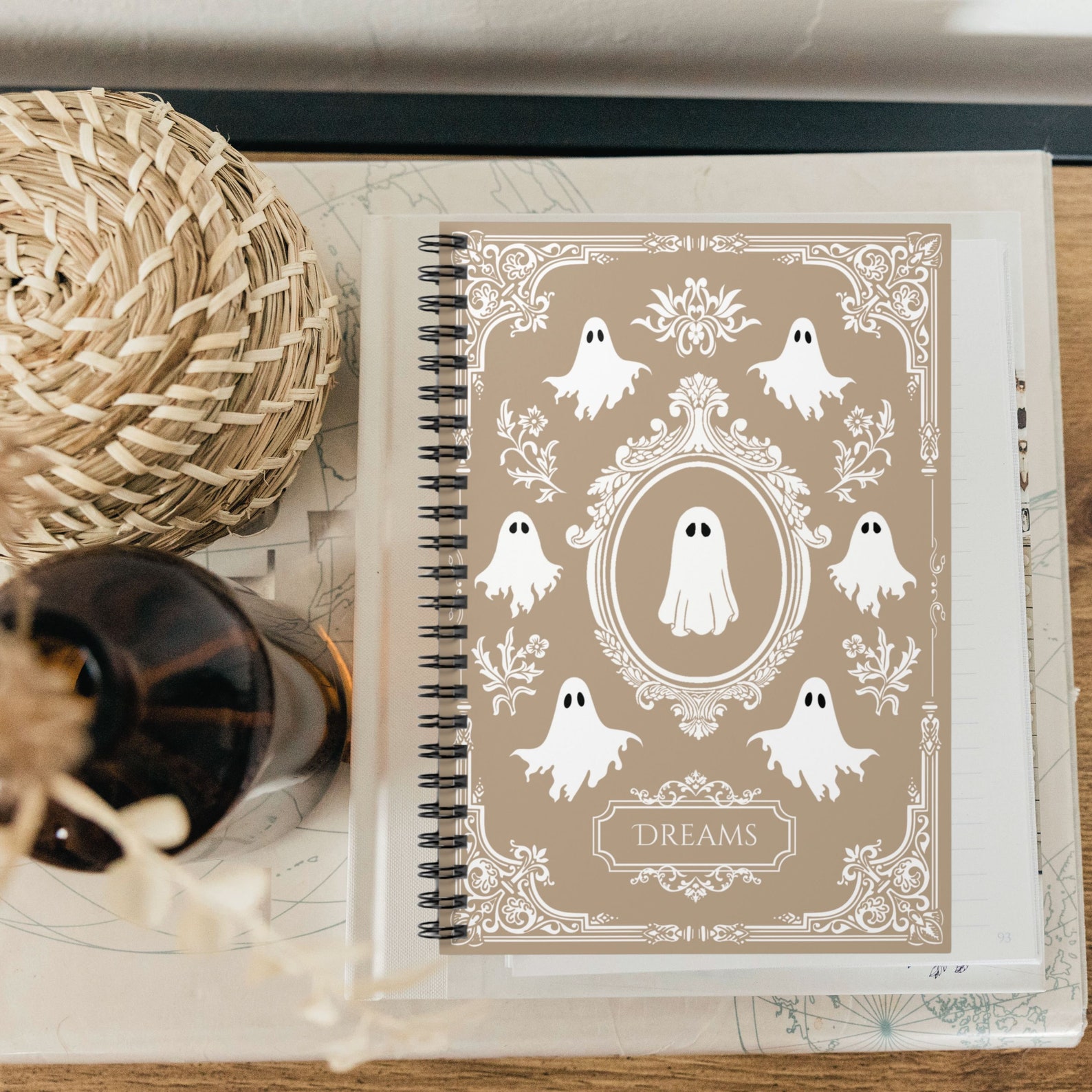 Personalized Custom Name Ghost Gothic Goth Neutral Spiral Notebook ...