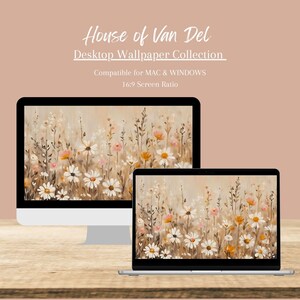 Neutral Aesthetic Fall Autumn Vintage Floral Desktop Wallpaper Imac ...