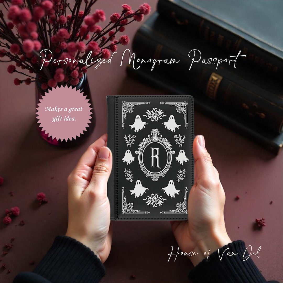 Personalized Custom Monogram Ghost Gothic Goth Passport Cover Holder ...
