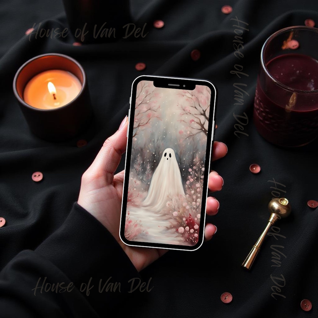 Winter Ghost Creepmas Spookmas Pink Red Christmas Phone Wallpaper ...