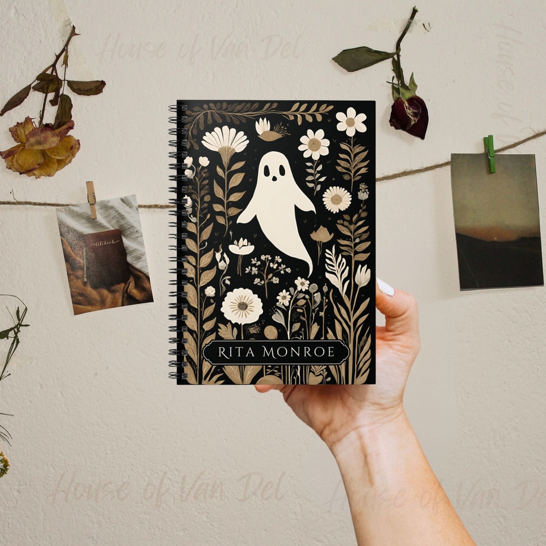 Personalized Custom Name Quote Ghost Floral Goth Spiral Notebook ...