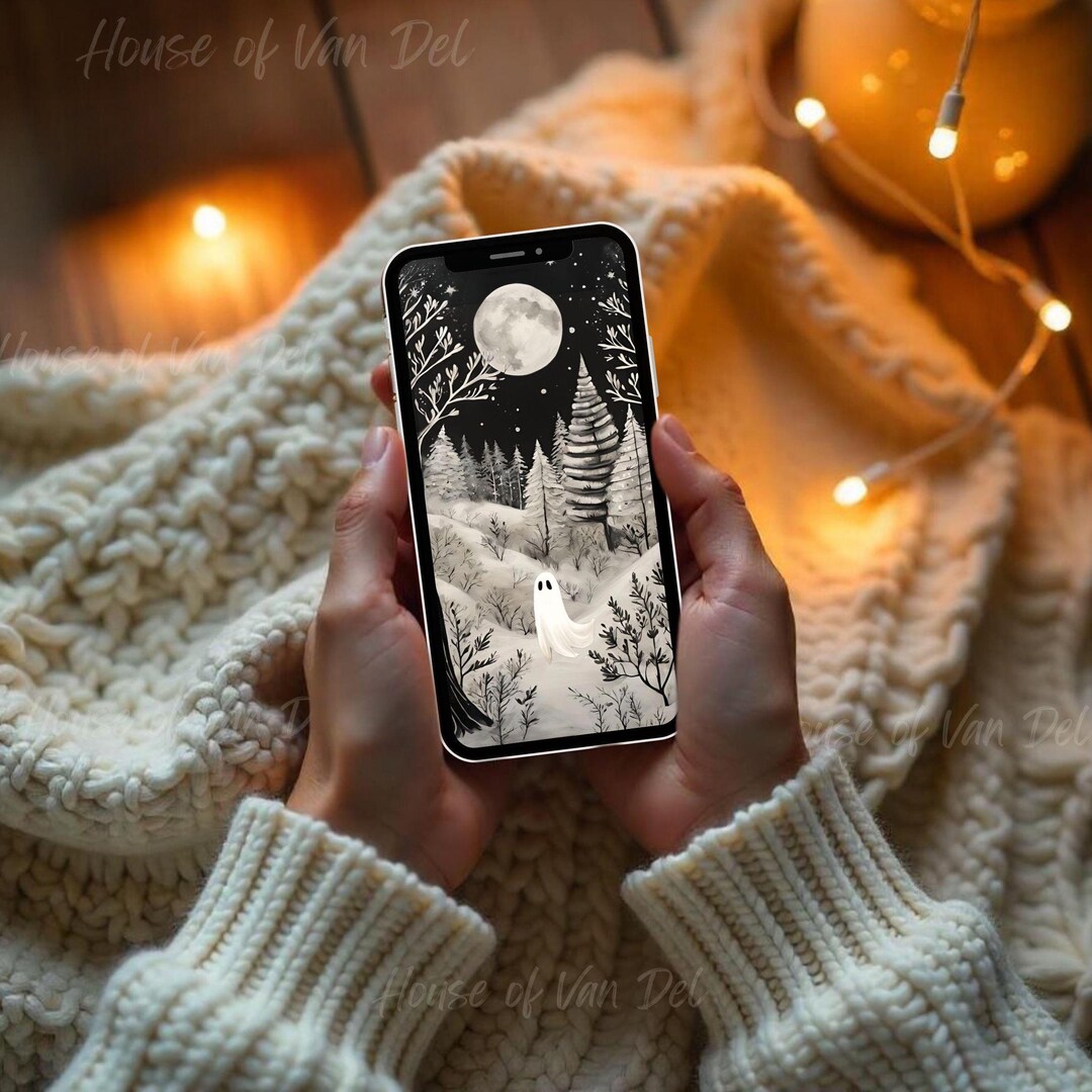 Dark Winter Ghost Creepmas Spookmas Christmas Halloween Phone Wallpaper ...