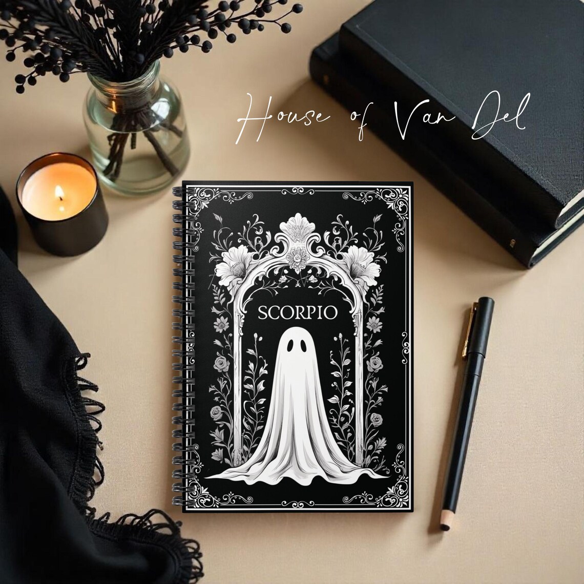 Personalized Custom Name Ghost Floral Spiral Notebook | Junk Journal ...