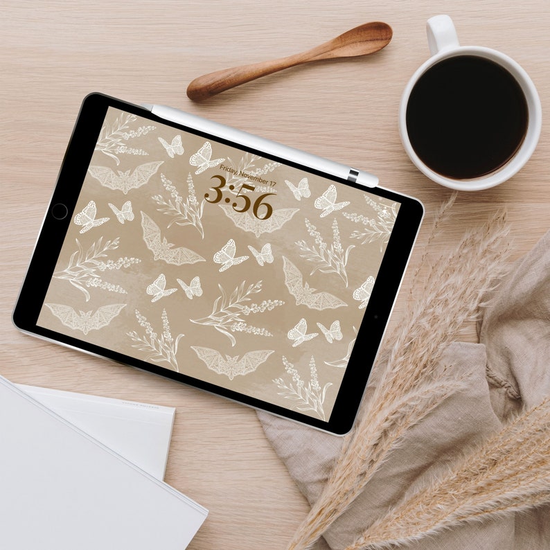 Whimsigoth Tablet Wallpaper Art Bats Butterflies Goth Spring Floral ...