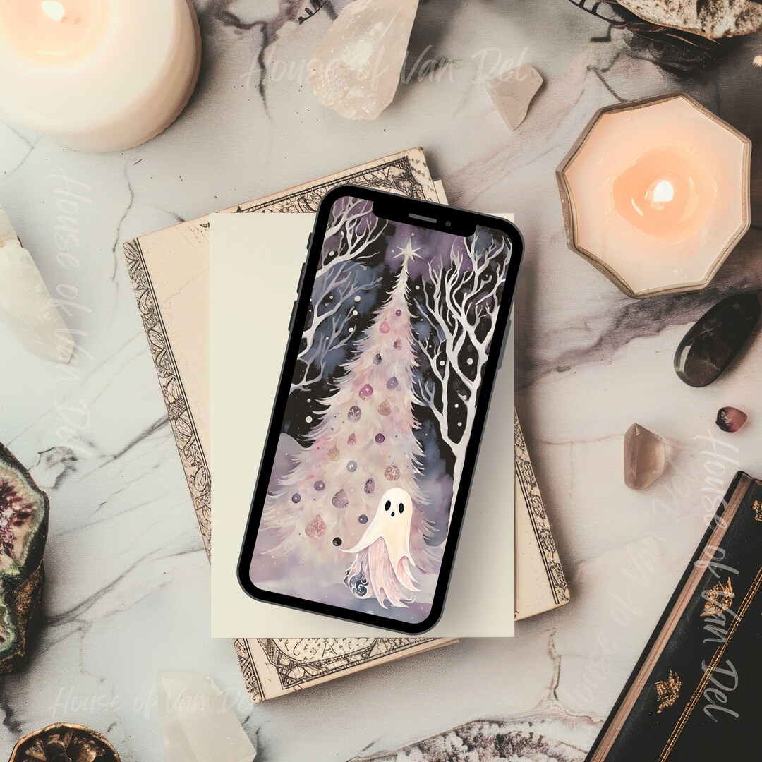 Winter Ghost Gothmas Spookmas Christmas Tree Phone Purple Wallpaper ...
