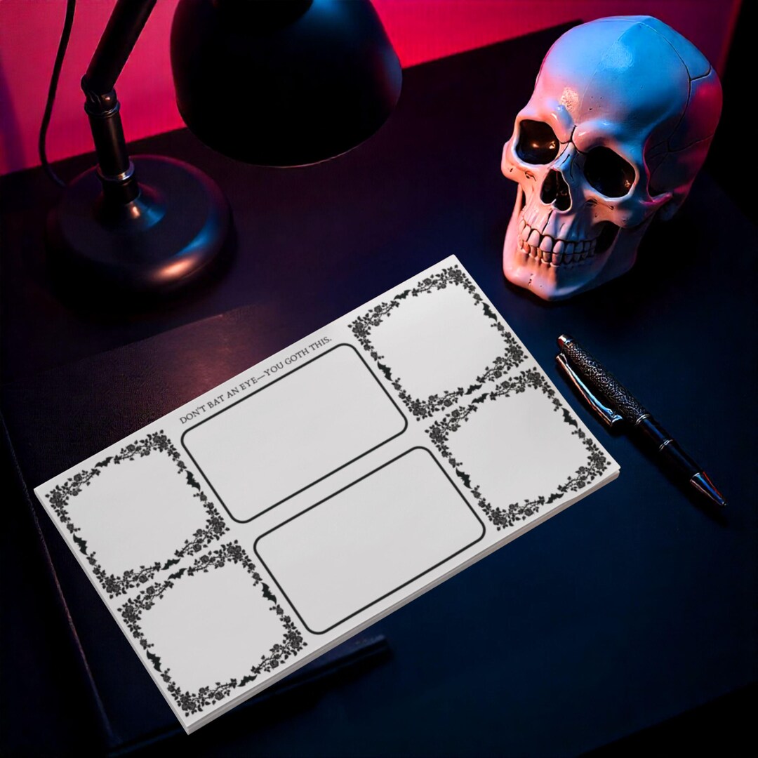 Gothic Post-it® Notes Goth Bat Roses Desk Planner Sticky Note Notepad ...