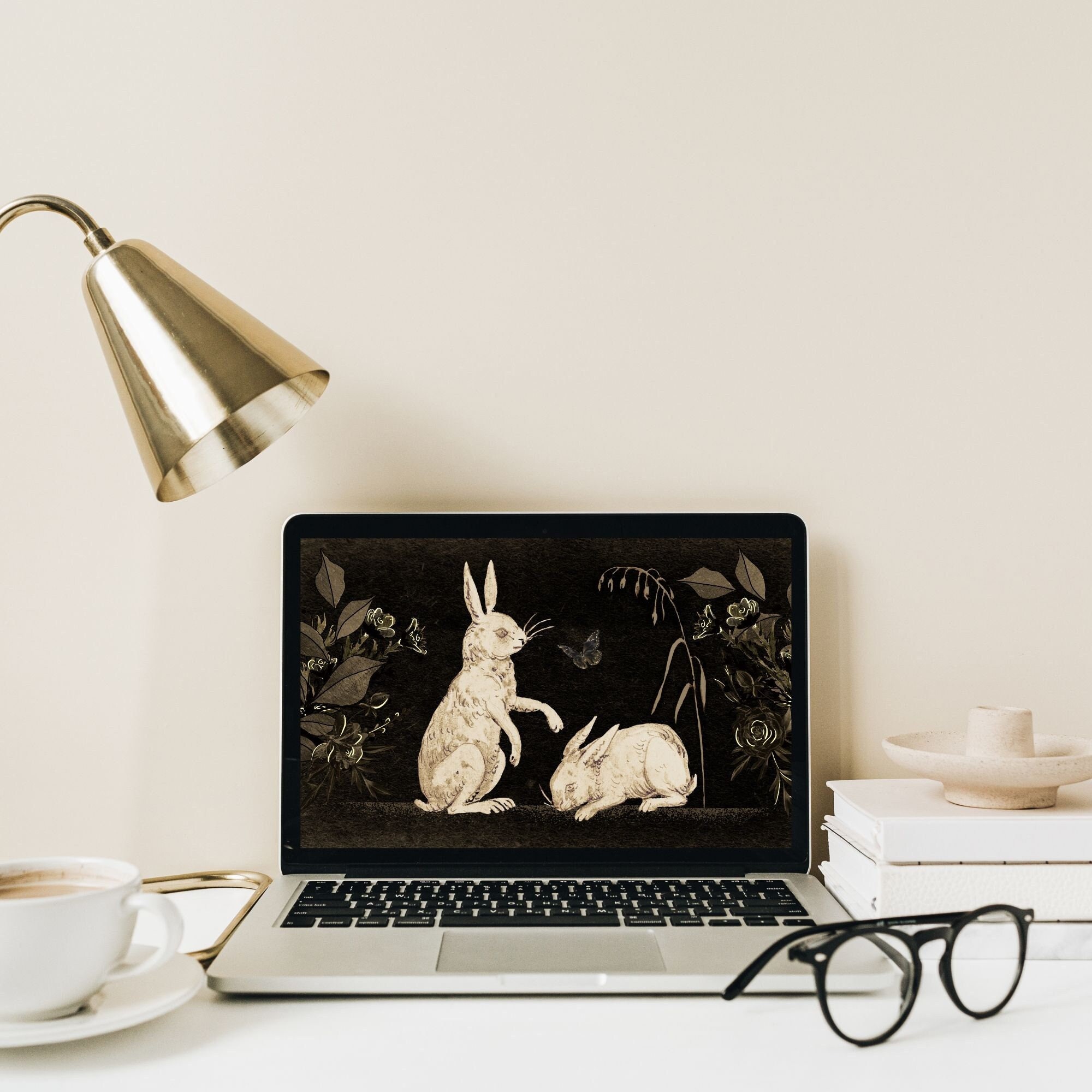 Desktop Laptop Wallpaper White Rabbit Dark Academia Computer Imac ...