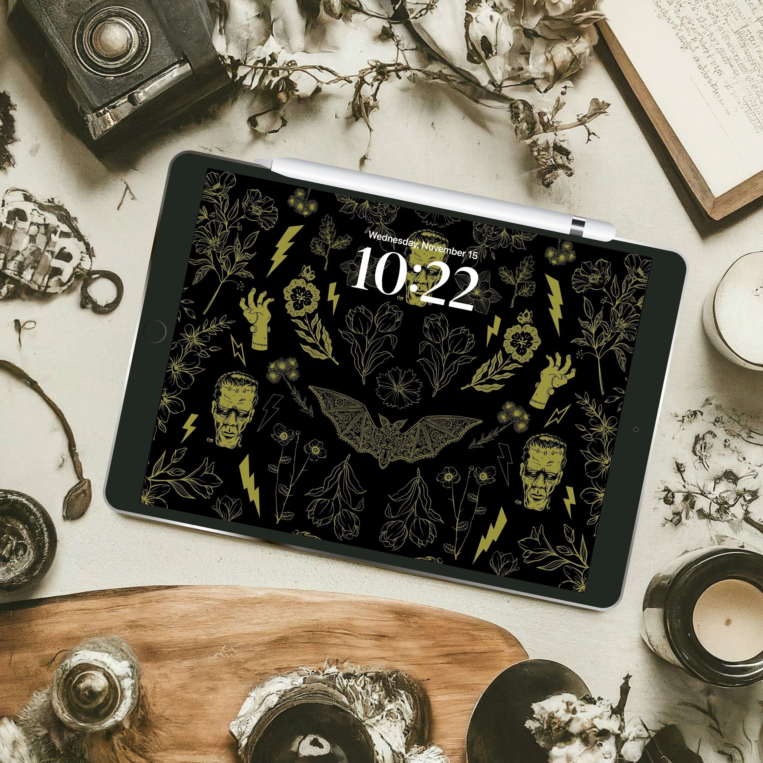 Whimsigoth Tablet Wallpaper Frankenstein Garten Frühling Blumen iPad ...