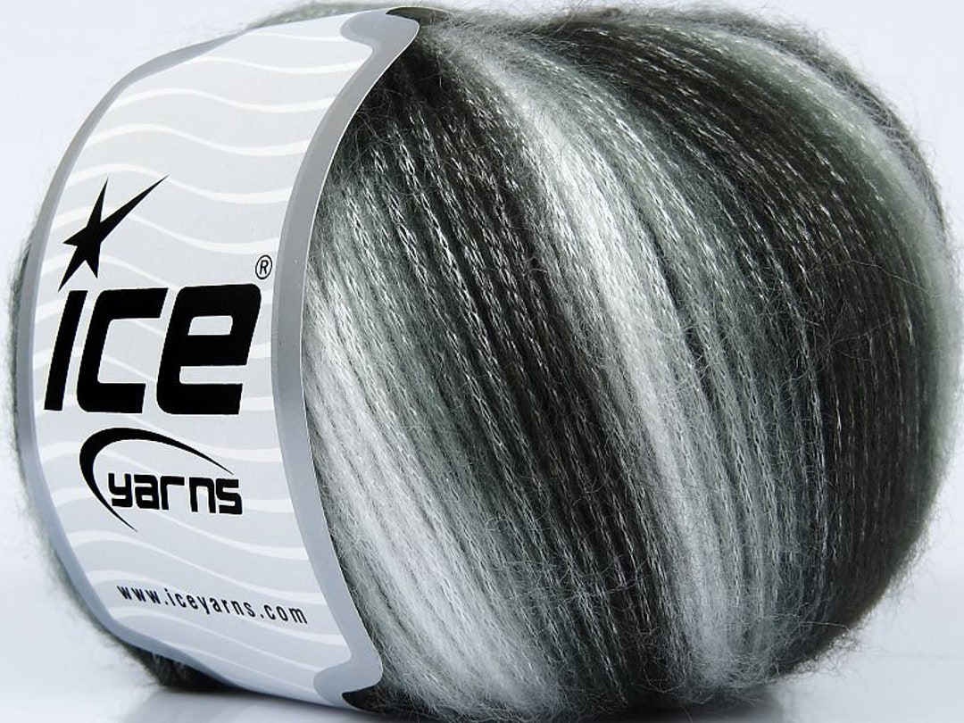 Ice Yarns Picasso Yarn Black Grey White 50g 115m 4-medium Soft Shiny ...