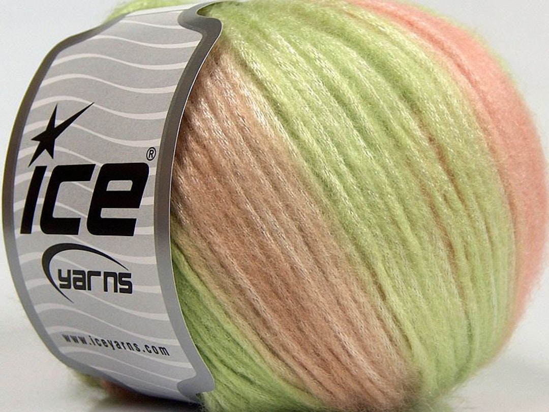 Ice Yarns Picasso Yarn Green Pink Beige 50g 115m 4 Medium Soft Shiny ...