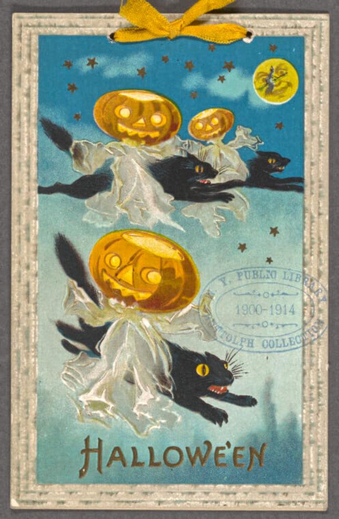 Halloween Pumpkins and Black Cats Vintage Postcard 1913 - Etsy