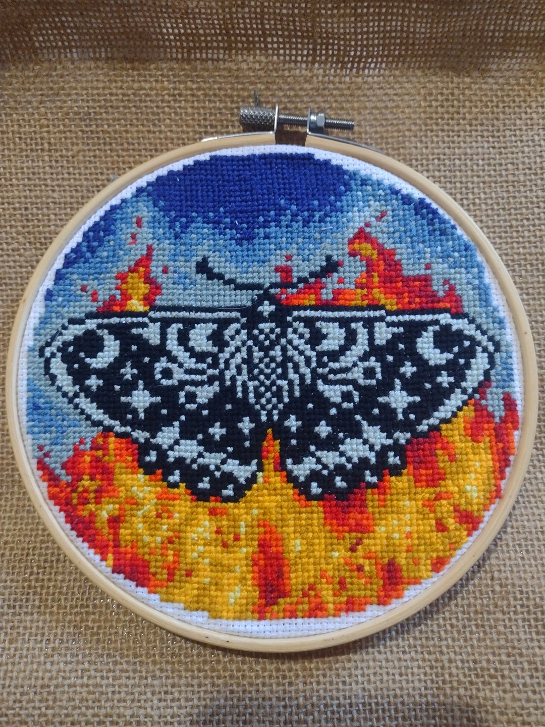 PDF Only Moth to a Flame Sleepy Token Inspired Cross Stitch Art - Etsy