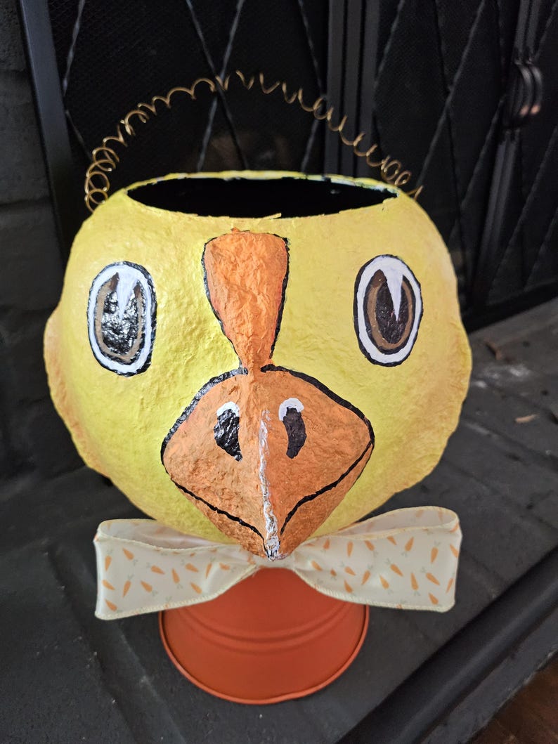 Vintage Inspired Handmade Paper Mache Easter Bunny Basket - Etsy