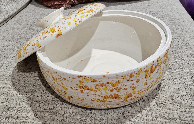 Vintage Splatter Paint Ceramic Dish With Lid - Etsy