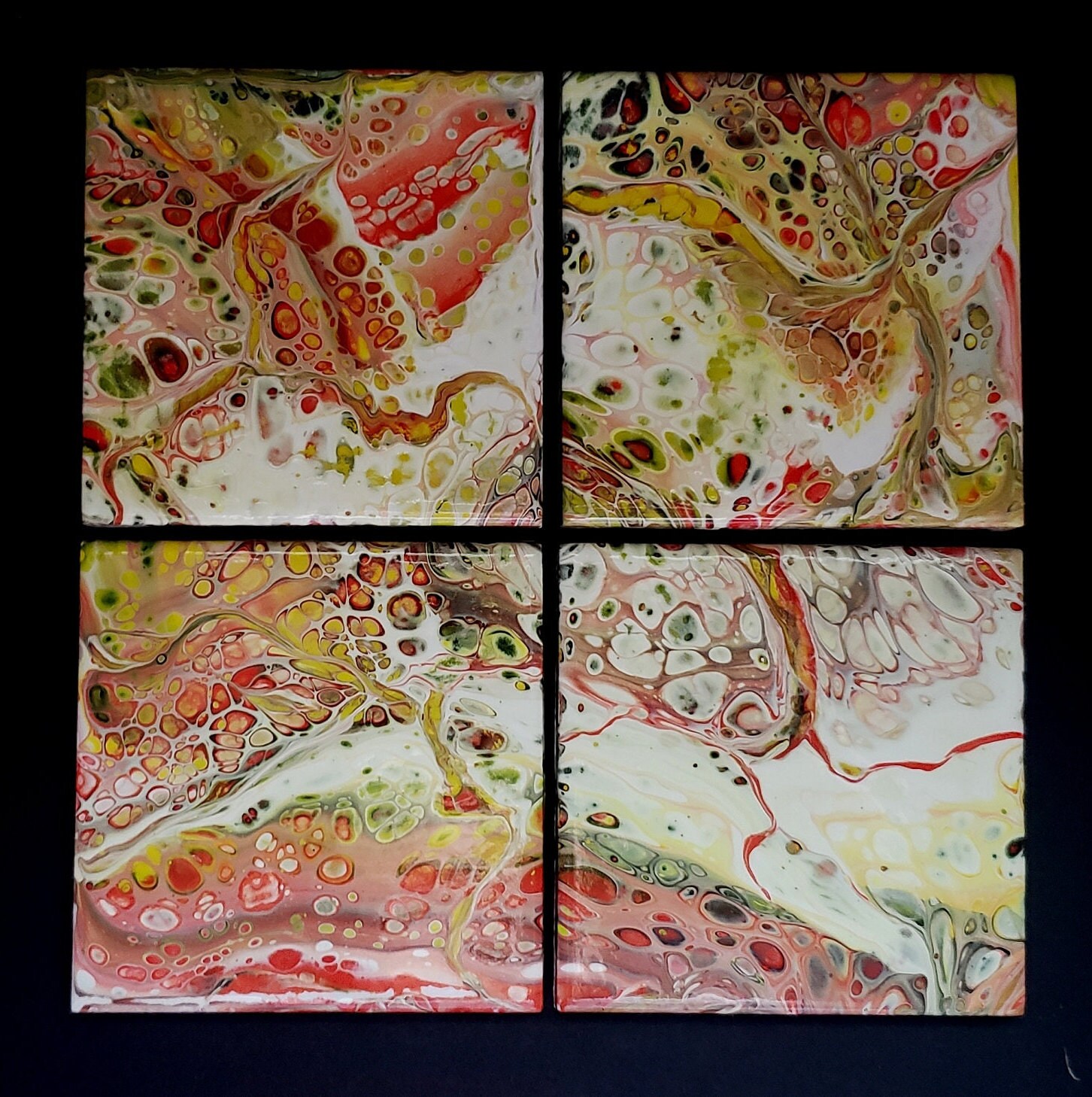 Hand Painted Abstract Art Coasters Set of 4 Epoxy Coated - Etsy