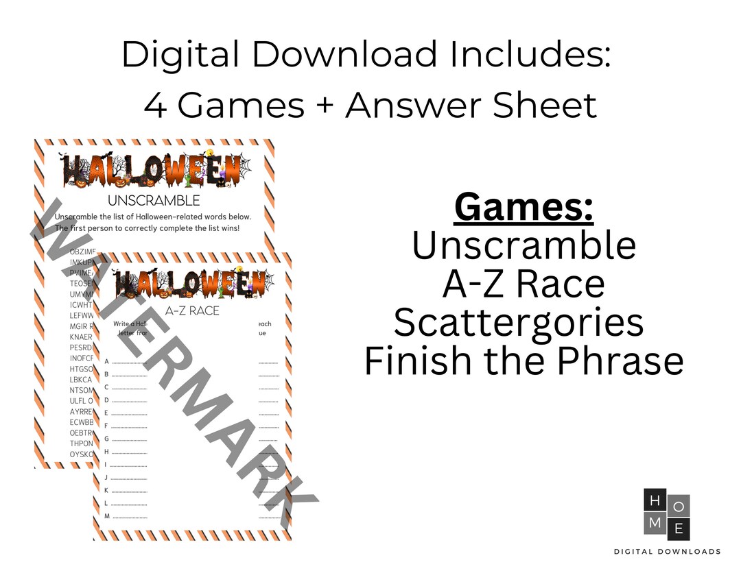 Halloween Party Games Printable Halloween Party Game Digital - Etsy