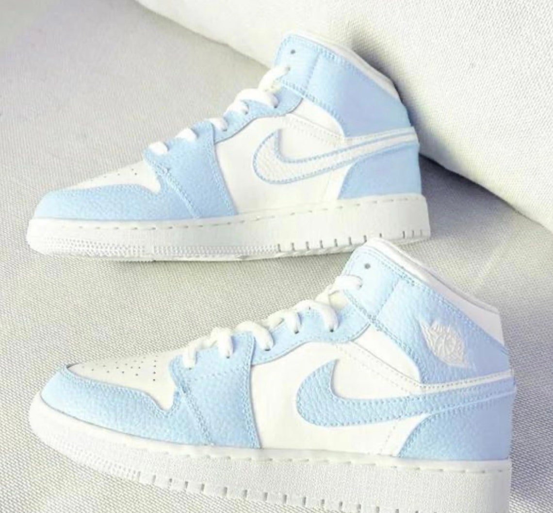 Baby Blue Customised Jordan 1 Customs Shoes - Etsy