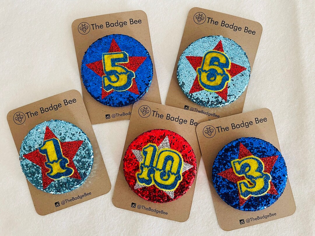 Circus Inspired Sparkly Birthday Badges ANY AGE - Etsy