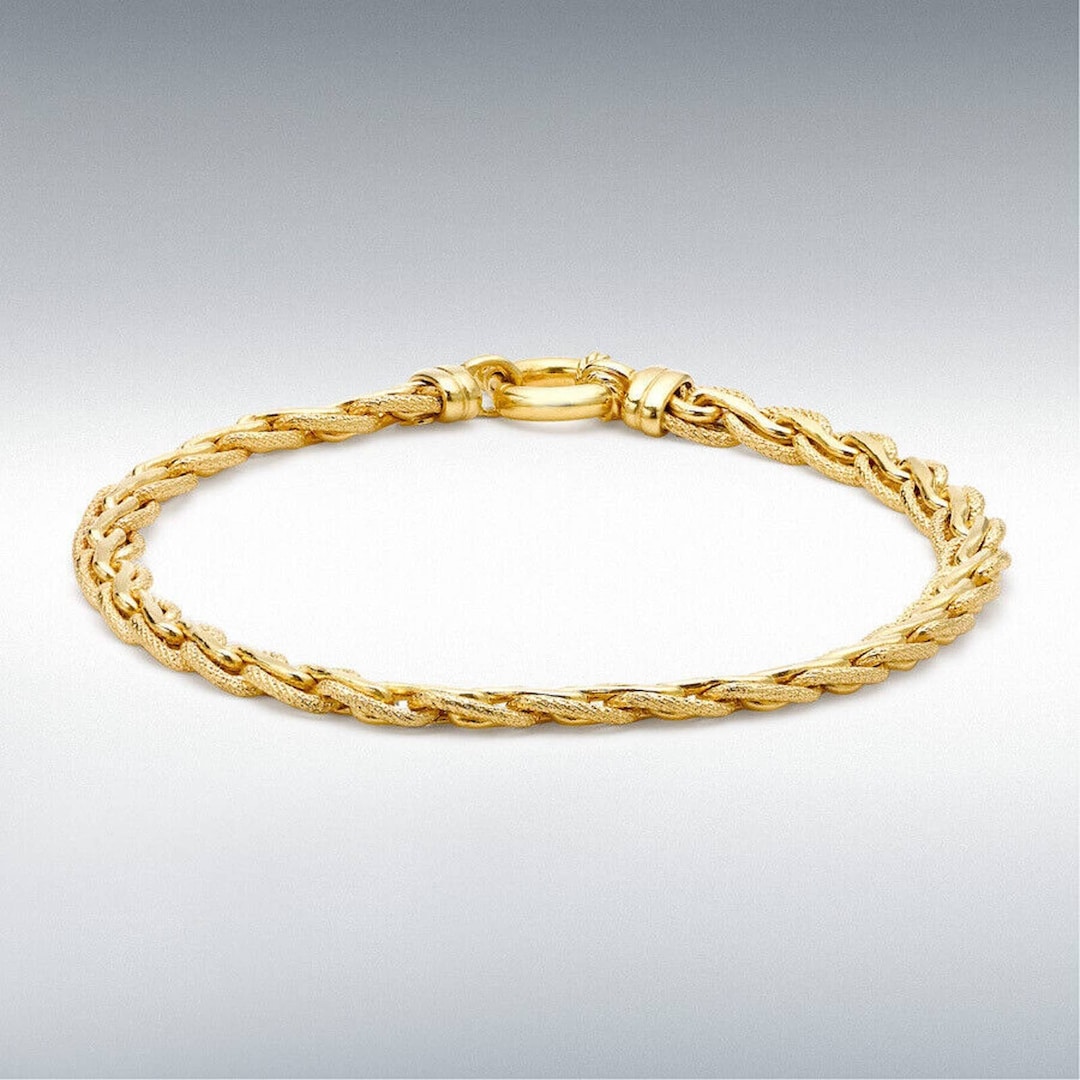 9ct Gold Spiga Chain Bracelet for Women 5mm Width 7.5 - Etsy