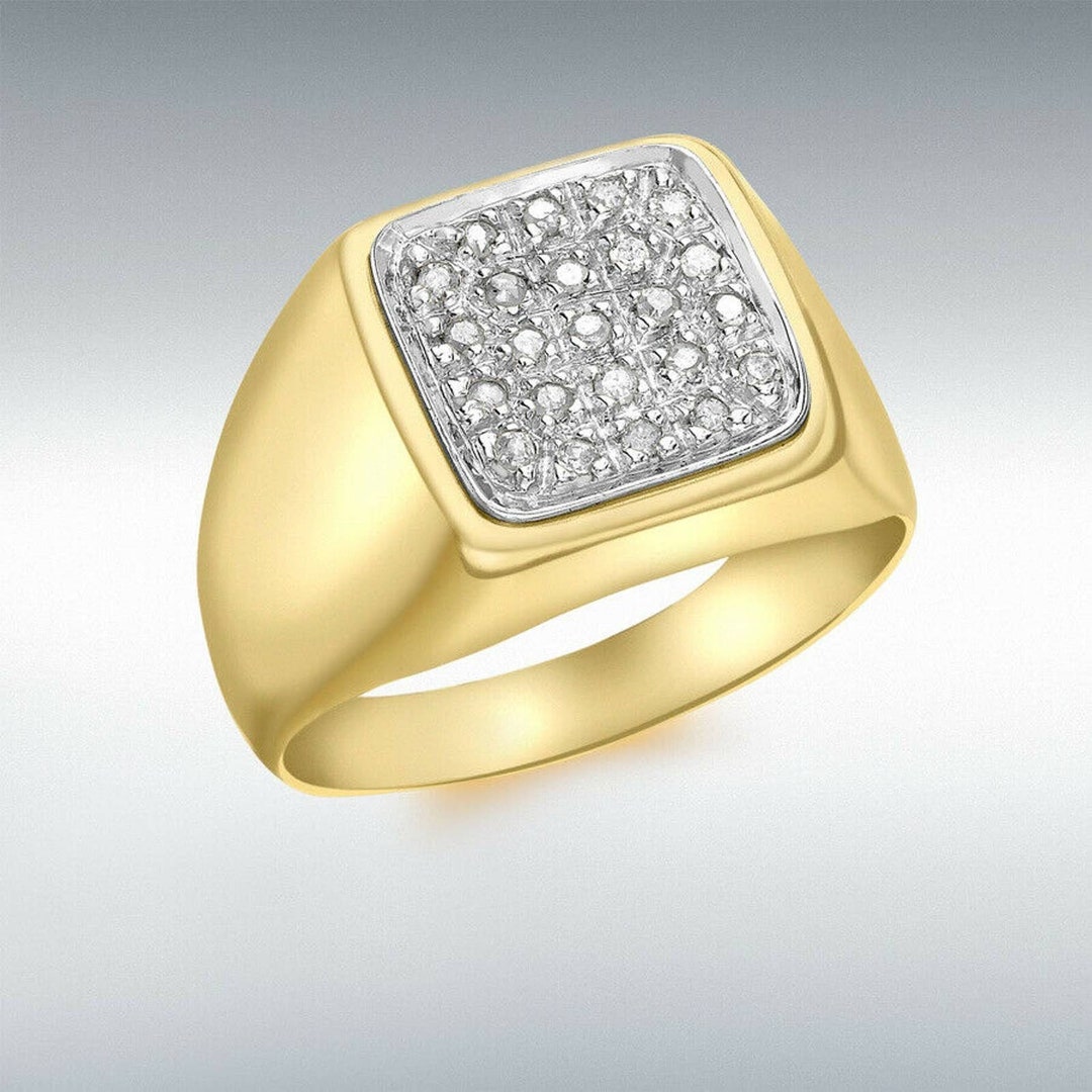 9ct Gold Men's Diamond Signet Ring 0.23ct 4.98g 4mm - Etsy