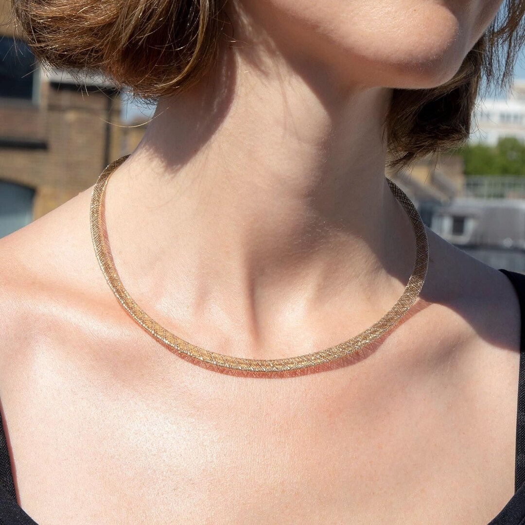 9ct Gold Flexible Mesh Style Necklace Unique 2-colour Gold - Etsy