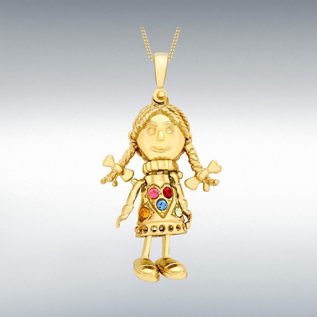 9ct Gold Moving Rag Doll Pendant Necklace Vintage Design - Etsy UK