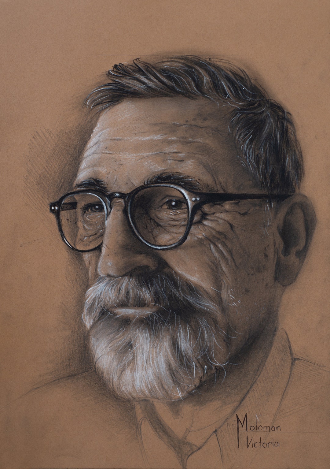 Charcoal Portrait Hand Drawn From Photo Custom Pencil Drawing ...