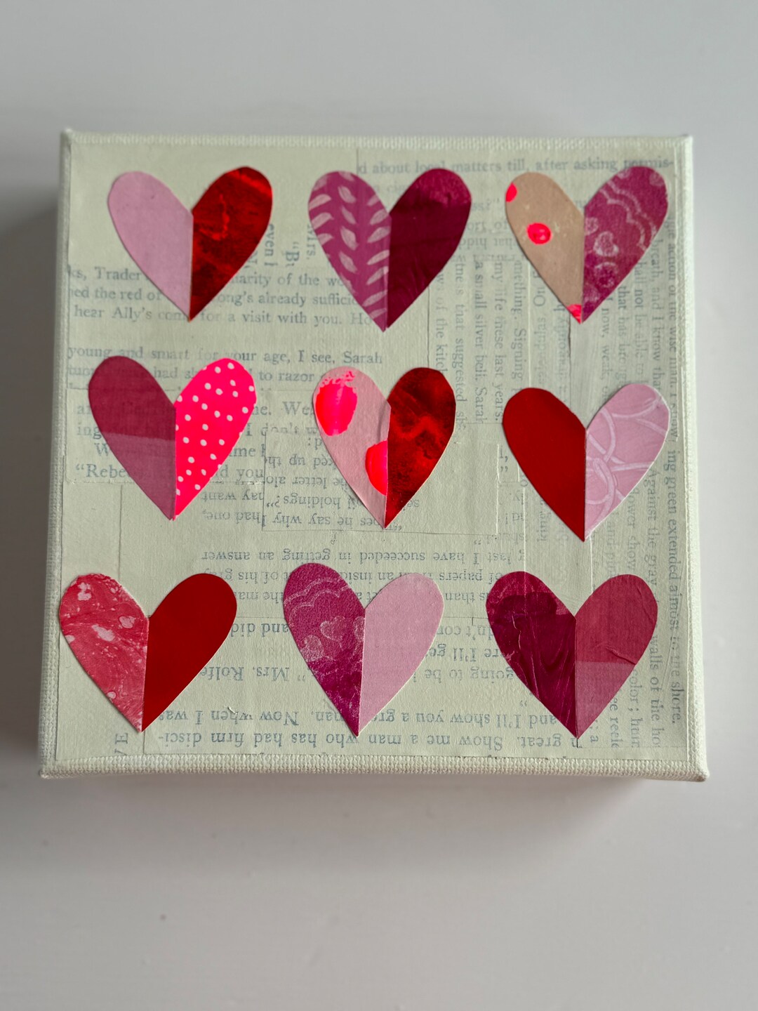 Heart Collage, Handmade Heart Art, Original Mixed Media Collage, Gift ...